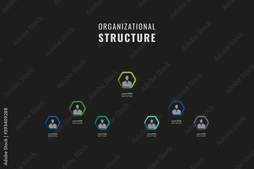 Vertical organizational structure of the company template. Multicolor ...