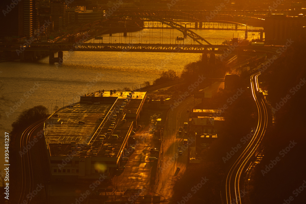 Pittsburgh Urban City Infastructure with pretty colors, bridges, city ...