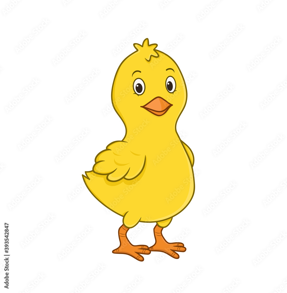 cute yellow chicken. vector illustration character in cartoon style ...