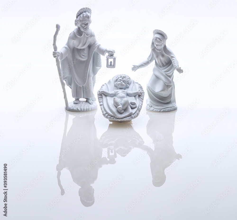 Presepe Purezza in terracotta bianco e oro Coop. Ciap - Altromercato