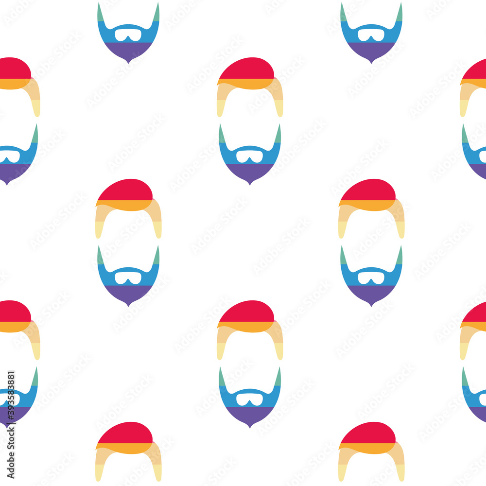 Seamless pattern. Male face contour with LGBT colors. Logo man with a ...