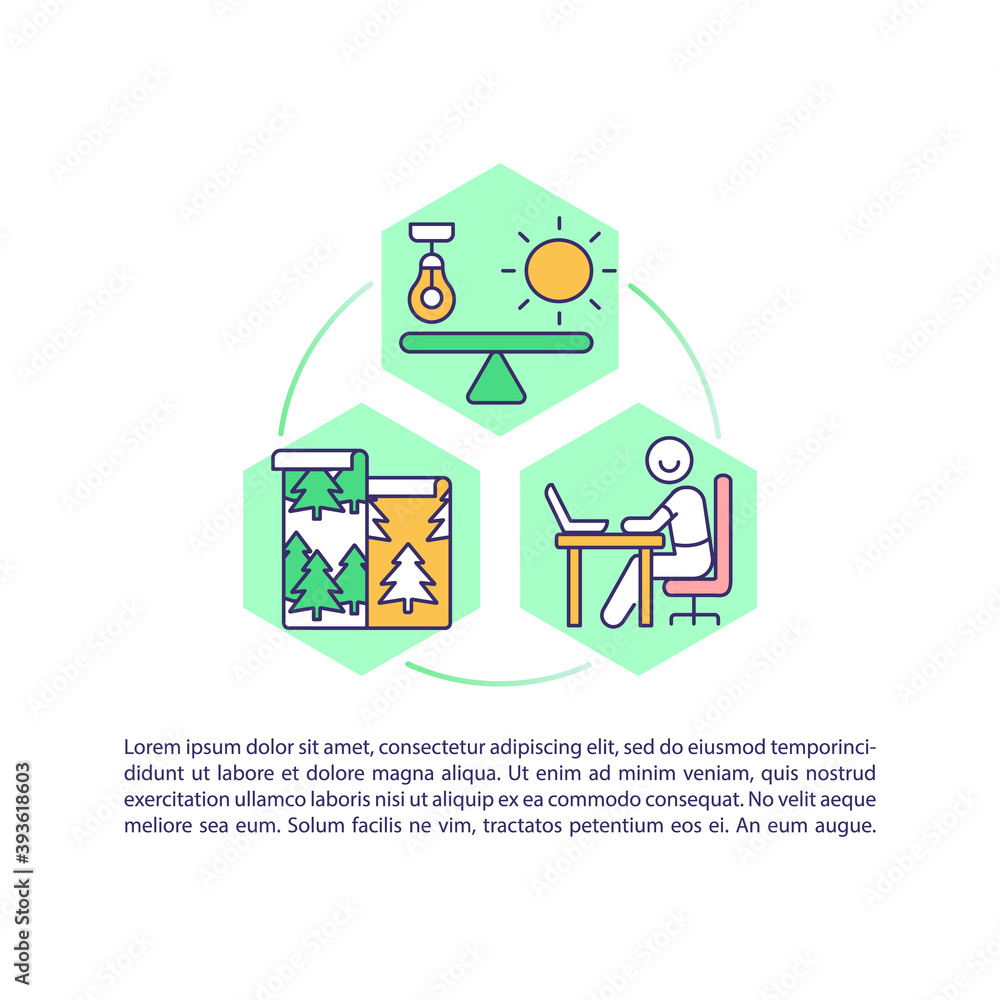 Comfortable workplace concept icon with text. Wallpaper with nature ...