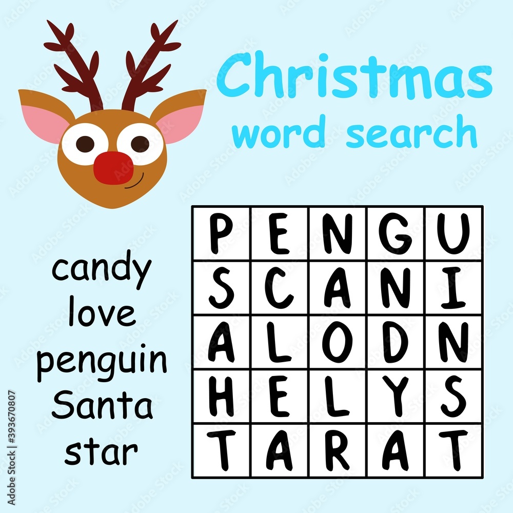 Christmas word search puzzle stock vector illustration. Educational ...