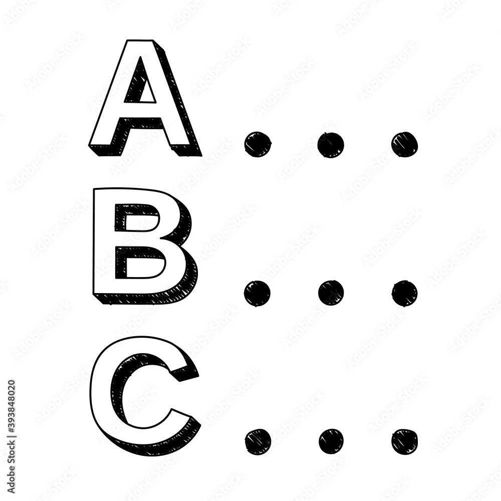 Letters list hand-drawn icon. Vector illustration of an ABS list with ...