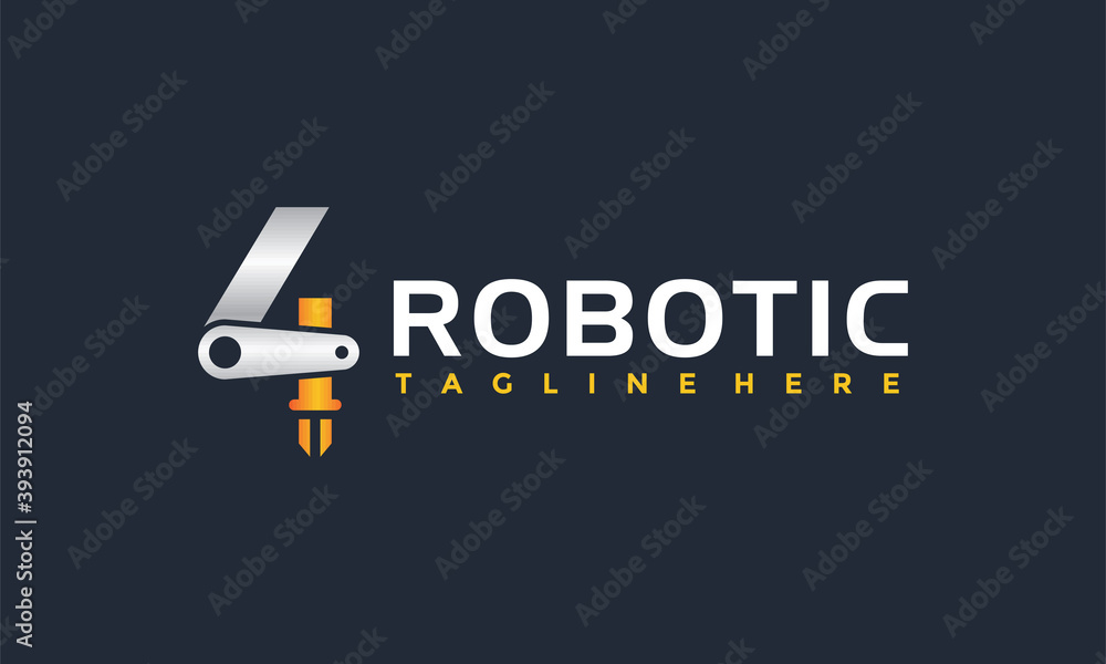 number four robot arm logo Stock Vector | Adobe Stock
