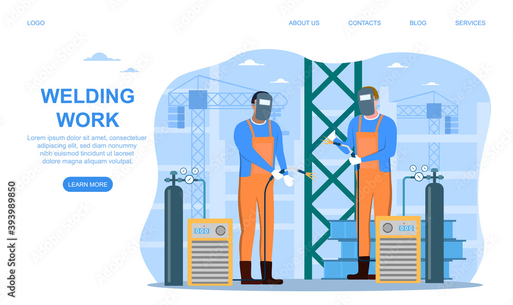 Welder and welding service concept web banner or landing page ...