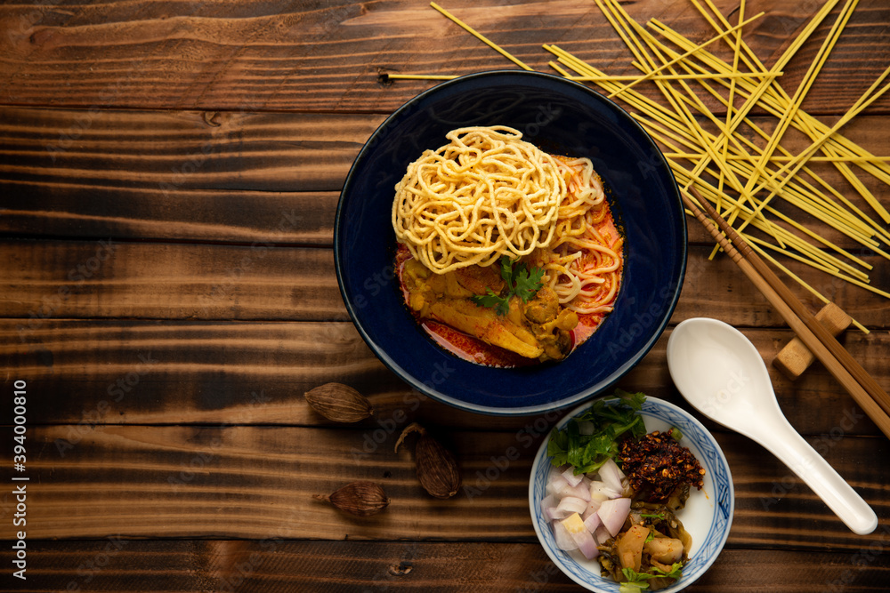 Northern Style Curried Noodle Soup with chicken"Khao Soi kai" Local ...