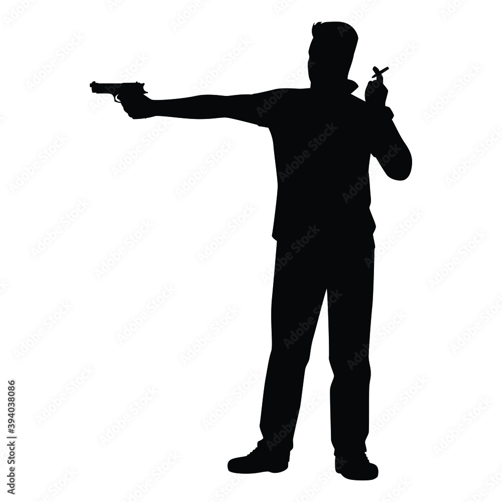 Thug man with gun silhouette vector Stock Vector | Adobe Stock