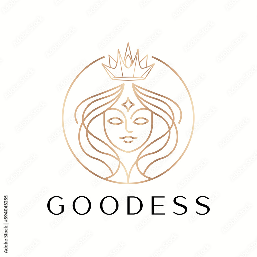 beautiful goddess outline vector logo design Stock Vector | Adobe Stock