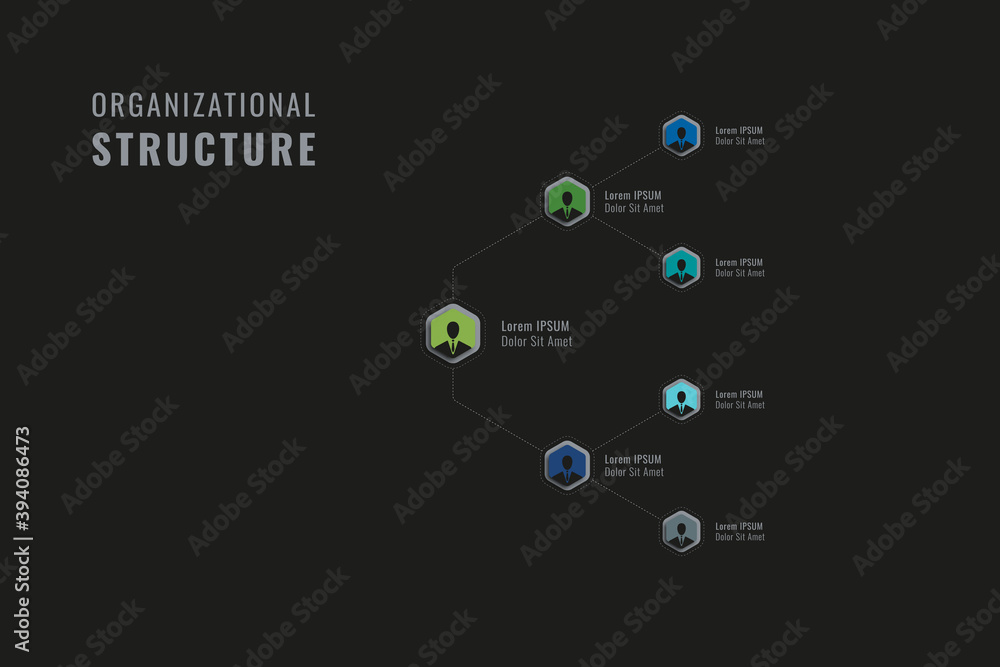 Horizontal business hierarchy of the company template. Multicolor ...