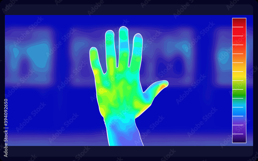 Illustration vector graphic of thermal Image Scanning back of man hand ...
