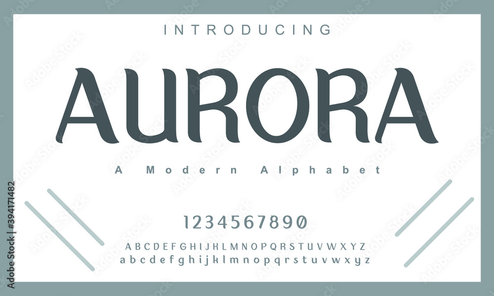 Aurora font. Elegant alphabet letters font and number. Lettering ...