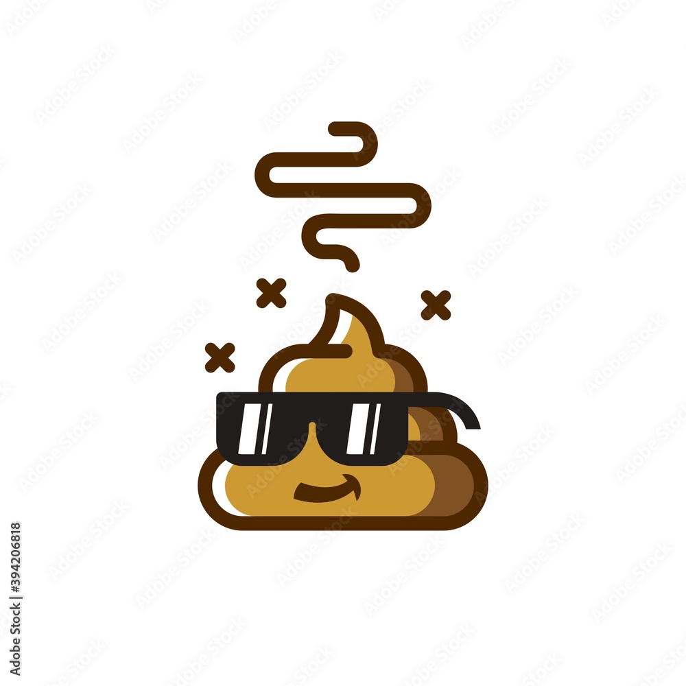 Cool shit vector icon illustration design logo, Poop wearing black ...