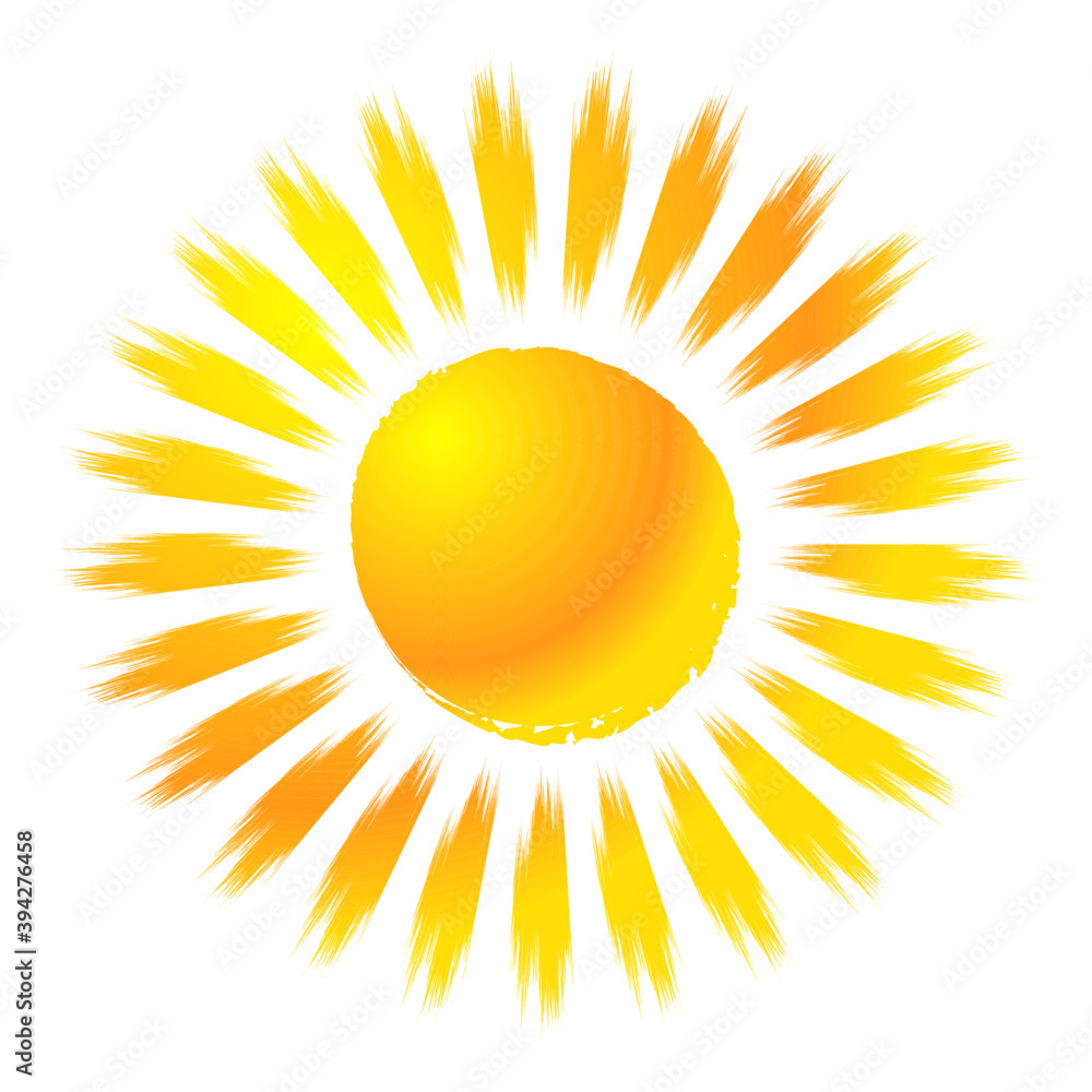 Grungy, grunge, Textured sun clip-art design element. Painted, sketchy ...