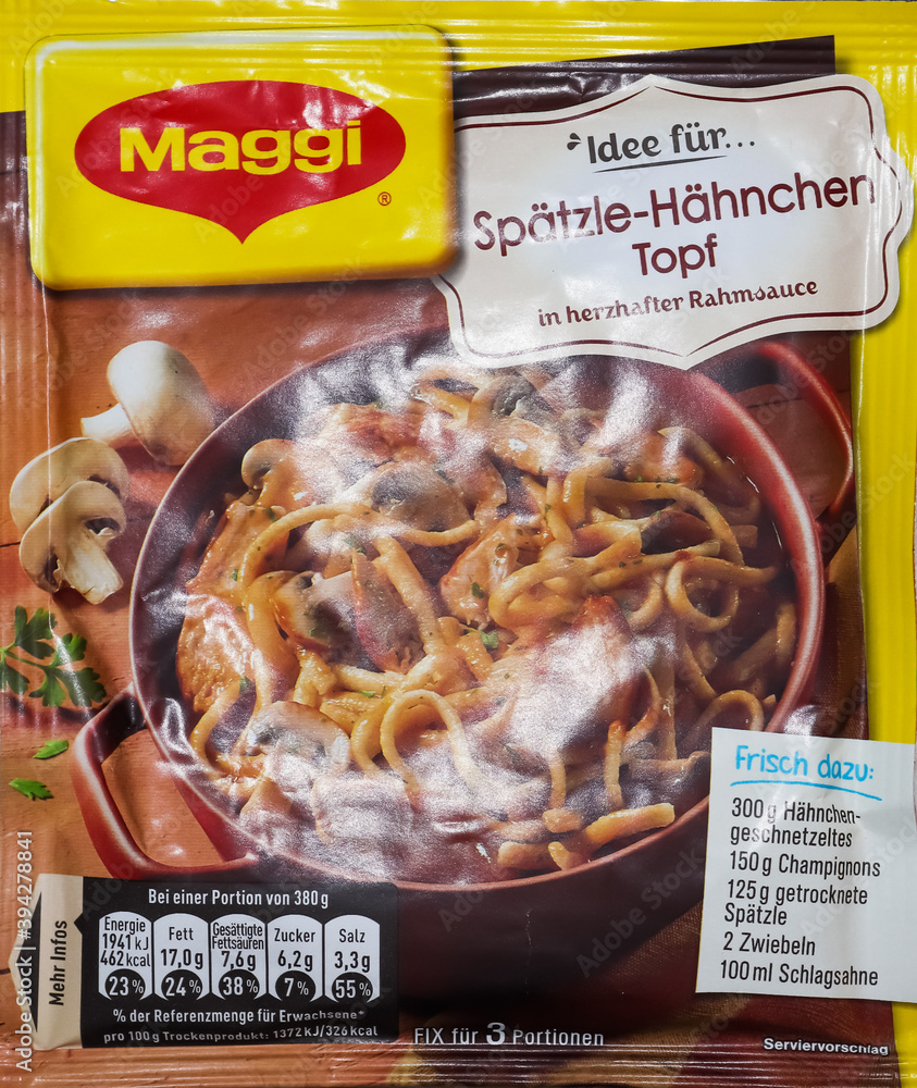 German Maggi instant products on a white background owned by Nestle ...
