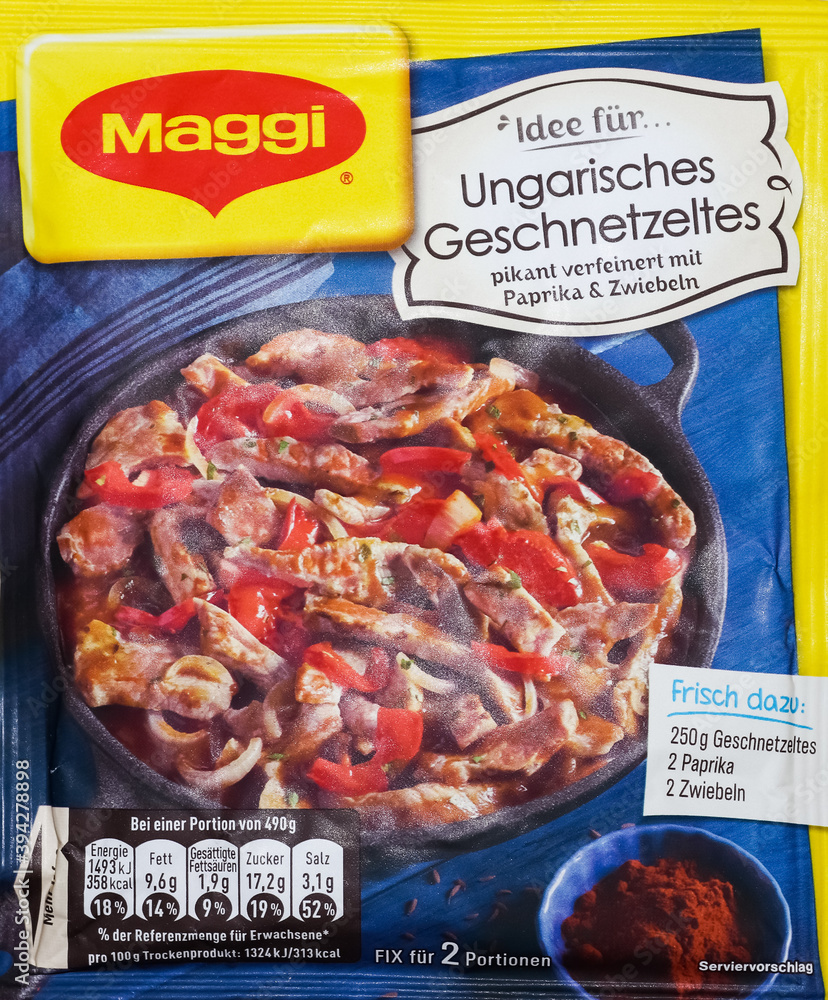 German Maggi instant products on a white background owned by Nestle ...