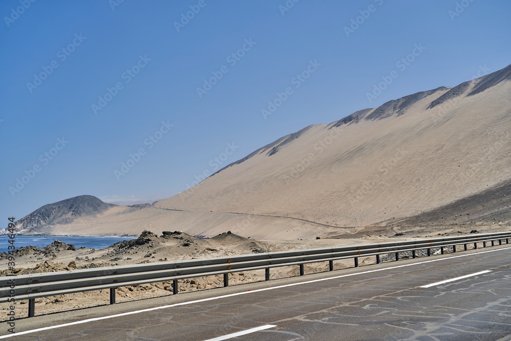 ruta 5, Panamericana, is leading along the pacific coast of chile ...