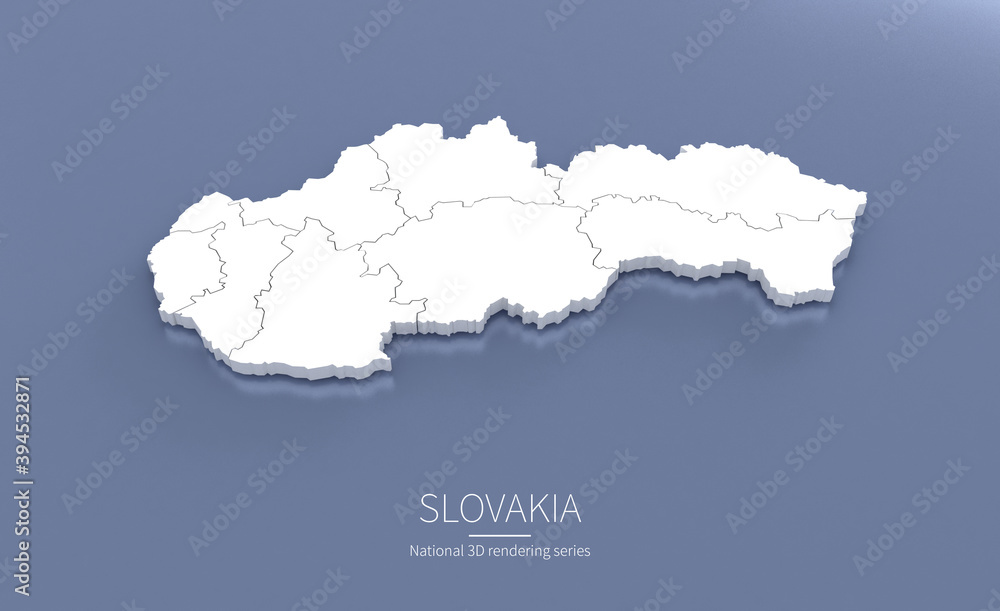 Slovakia Map 3d. National map 3D rendering set in Europe continent ...