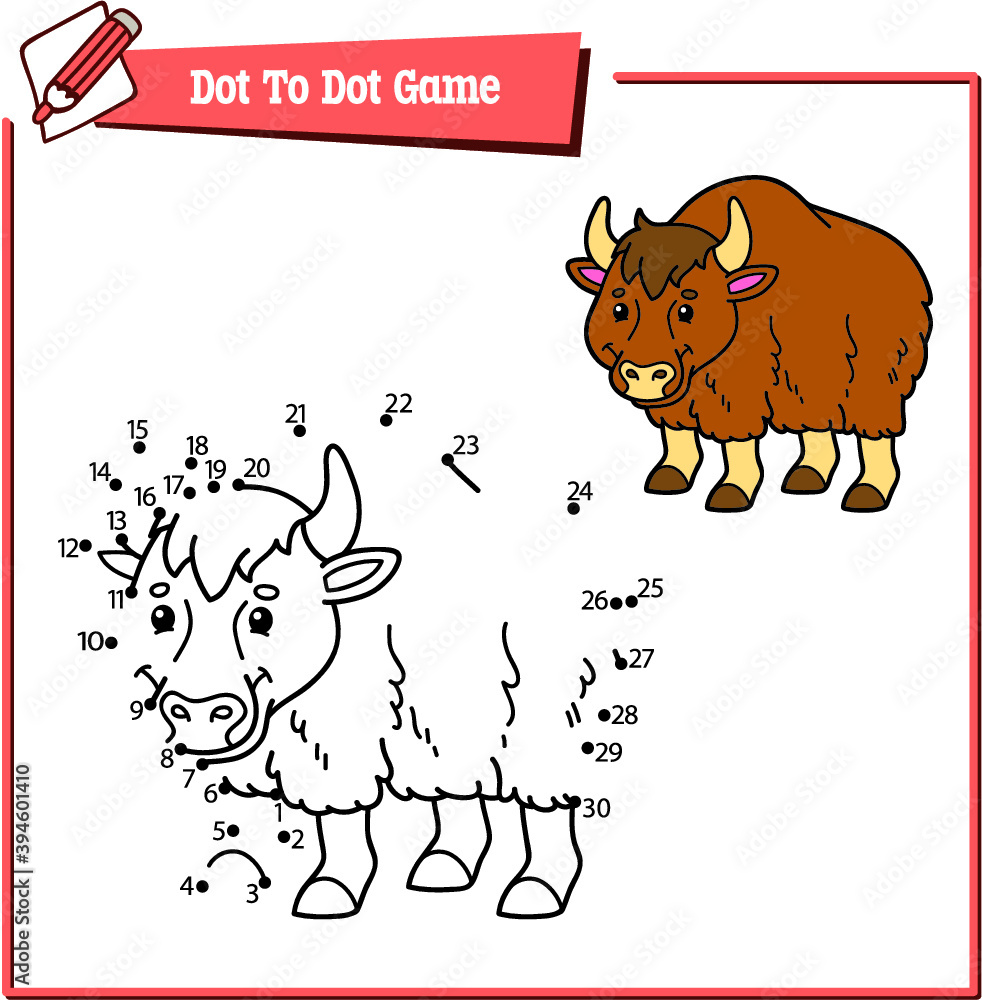 Vector illustration educational kids game of dot to dot puzzle with ...