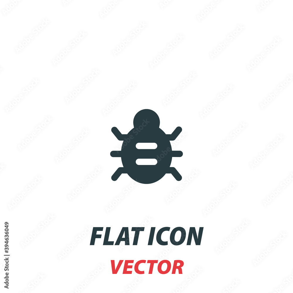 Bug Computer virus icon in a flat style. Vector illustration pictogram ...