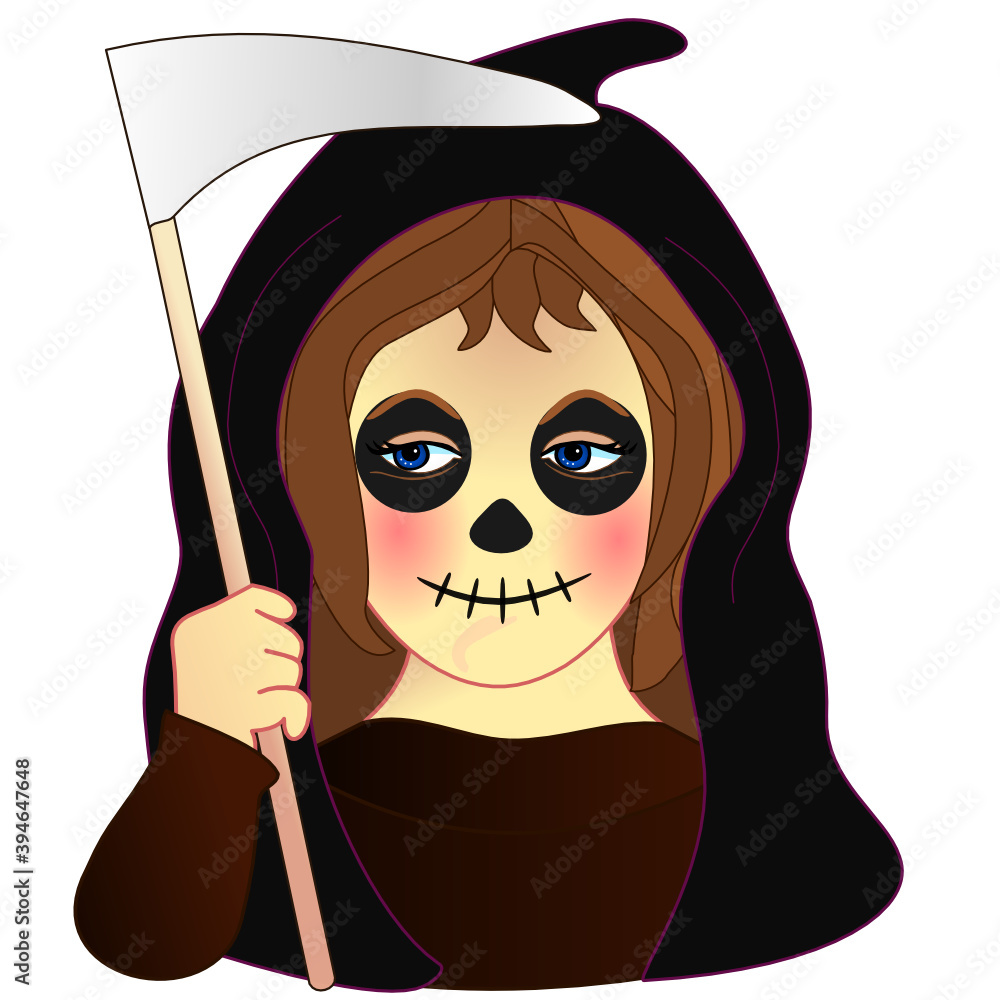 Vector de Stock emoticon or emoji of angel of death in hood with a ...