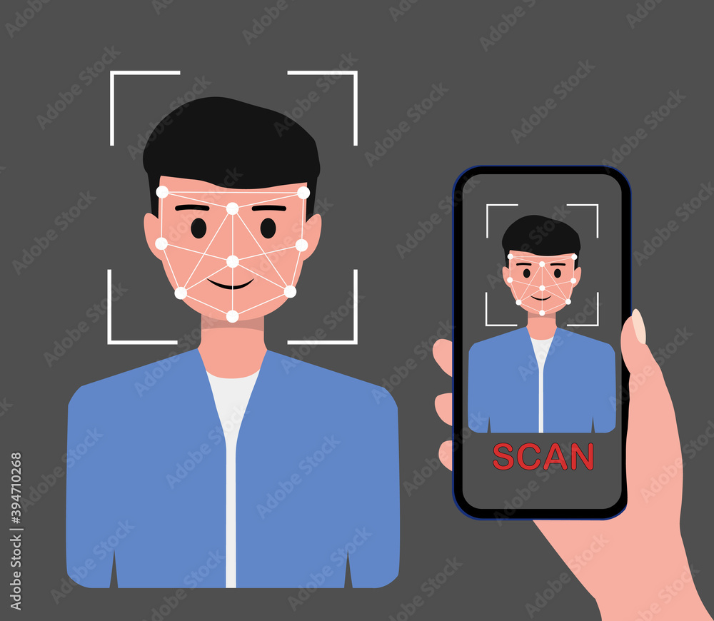 Face ID, facial recognition, biometric identification, personal ...