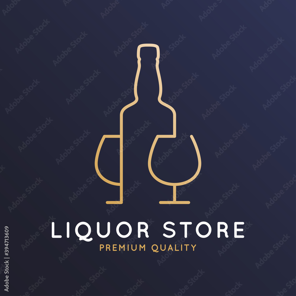 Liquor store logo. Bottle whiskey, rum or brandy Stock Vector | Adobe Stock