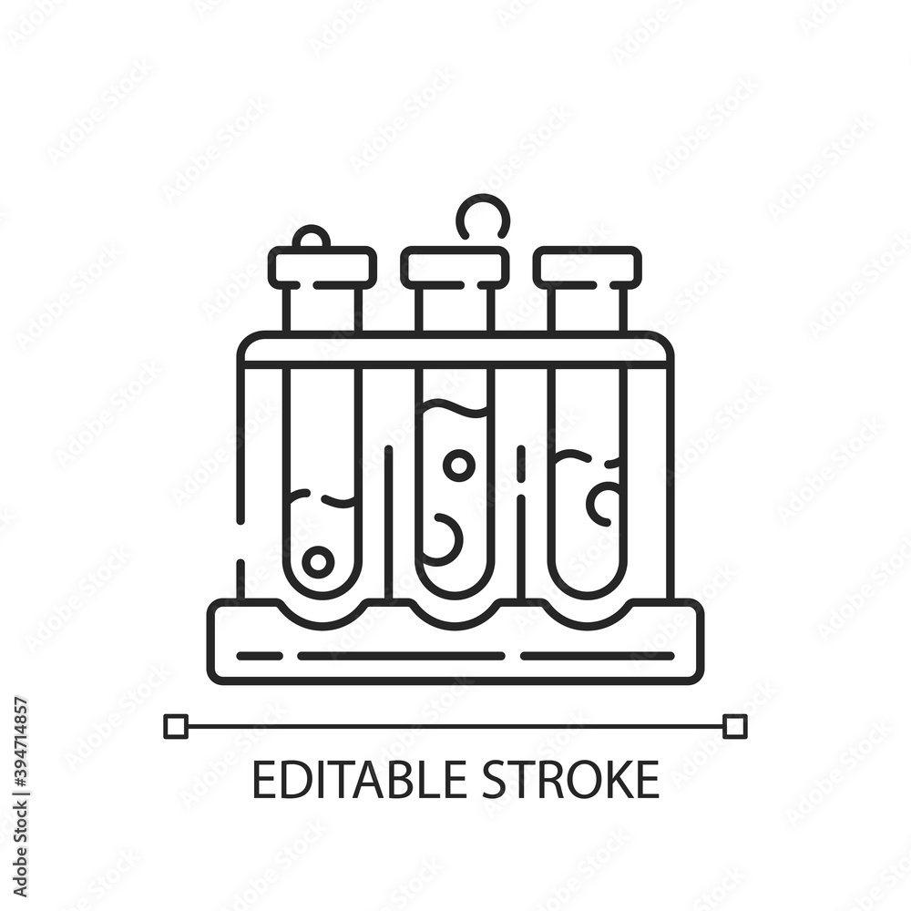 Test tube rack linear icon. Laboratory equipment. Holding upright ...