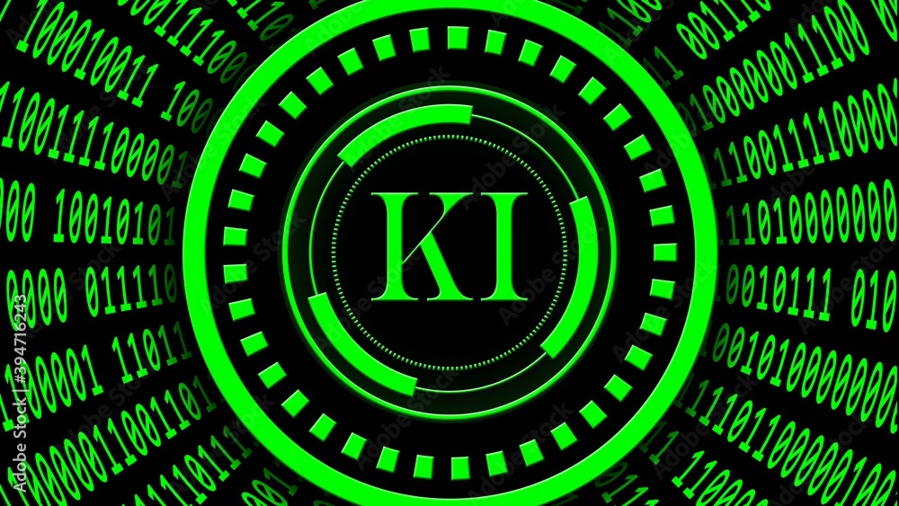 AI - abstract Artificial Intelligence (in german KI - Kuenstliche Intelligenz) background in ...