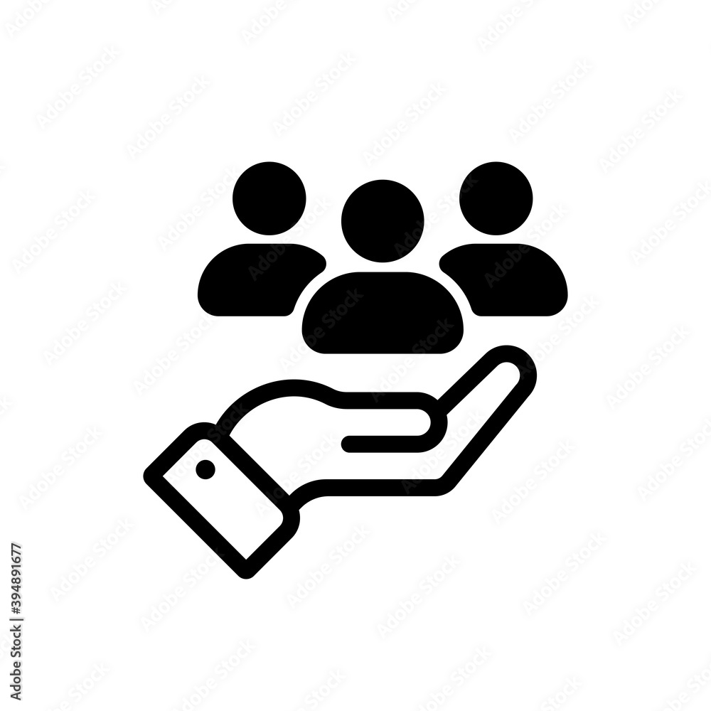 Customer service icon vector. Full customer care service. Hand with ...