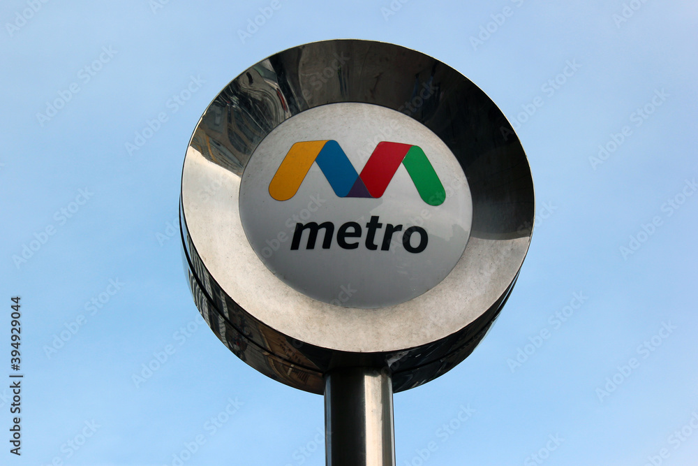 BAKU, AZERBAIJAN - APRIL 24, 2017: Logo of Baku Metro, rapid ...