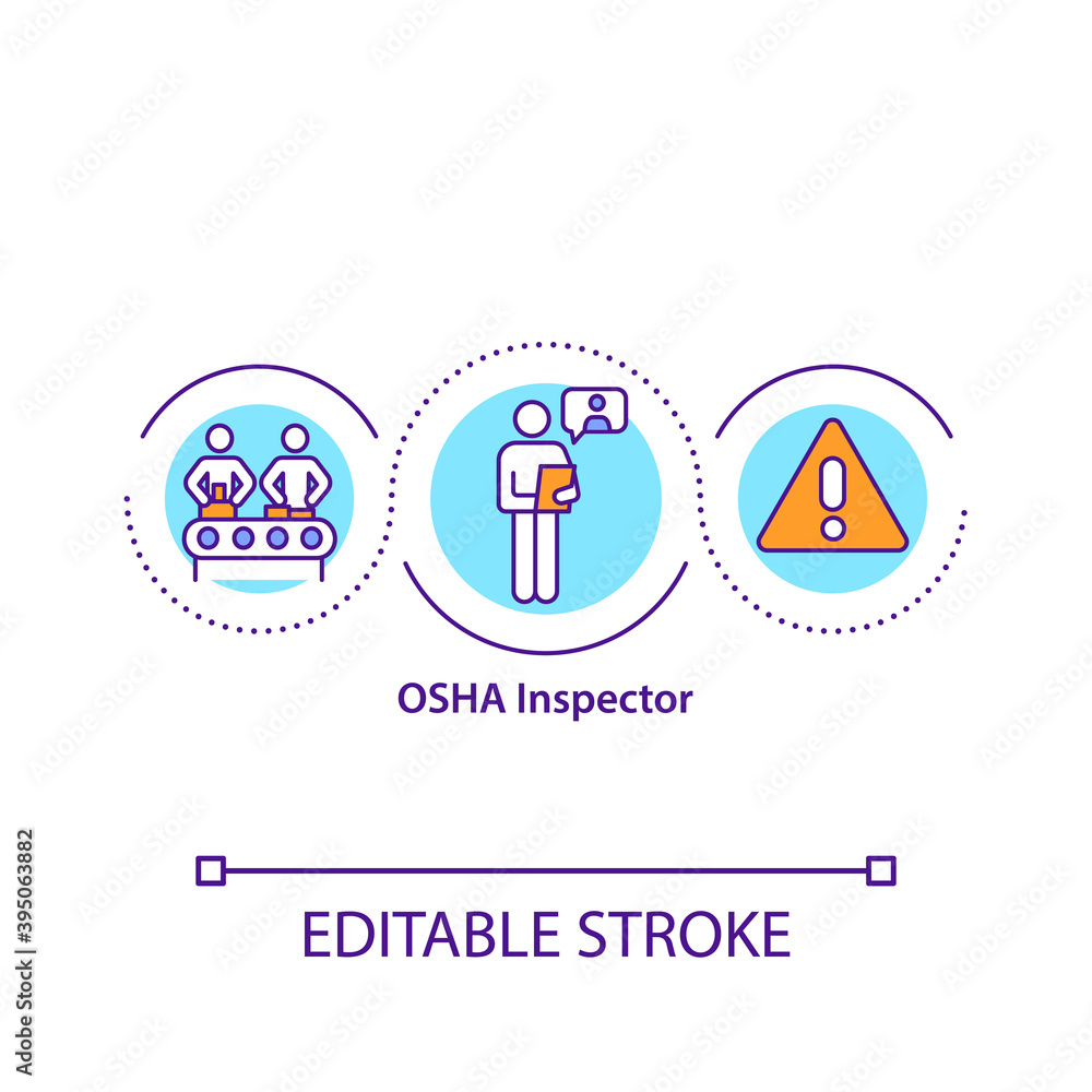 Vetor OSHA inspector concept icon. Safety and health officers idea thin ...