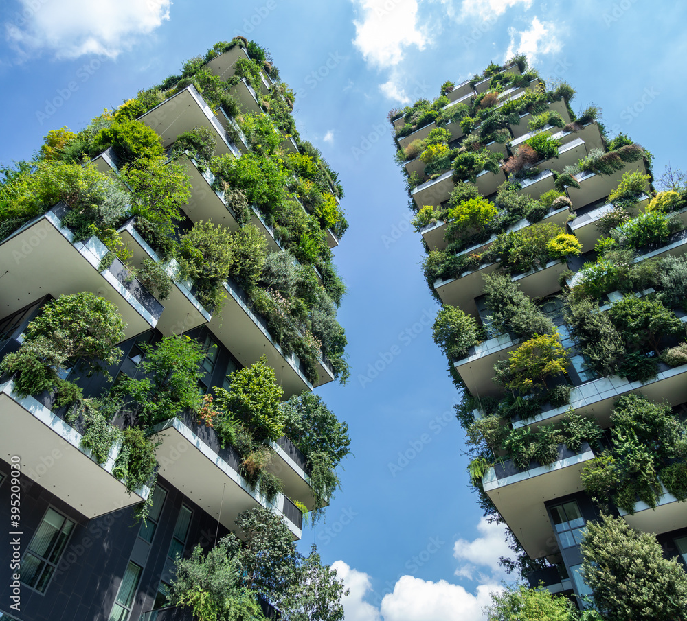 Milano, Italy. Bosco Verticale, view at the modern and ecological ...
