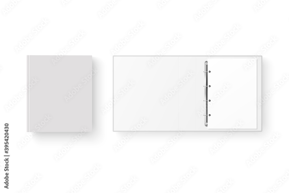 Vector 3d Closed and Opened Realistic White Blank, Empty Office Binder ...
