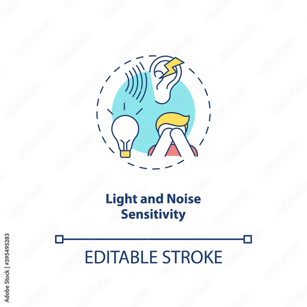 Light and noise sensitivity concept icon. Generalized hypervigilance ...