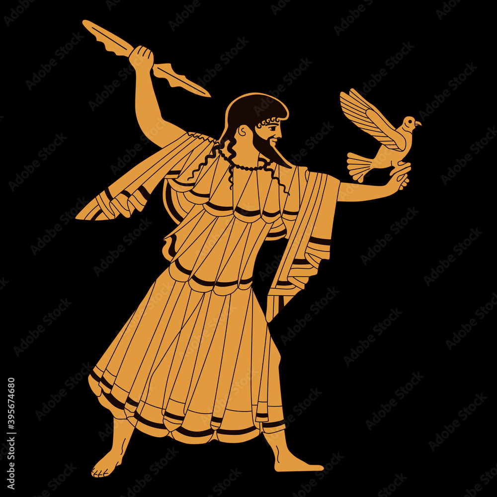 Vector de Stock God Zeus or Jupiter with eagle and thunderbolt. Ancient ...