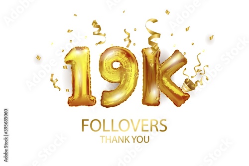 Vector gold number 19 000 nineteen thousand metal ball. Party ...