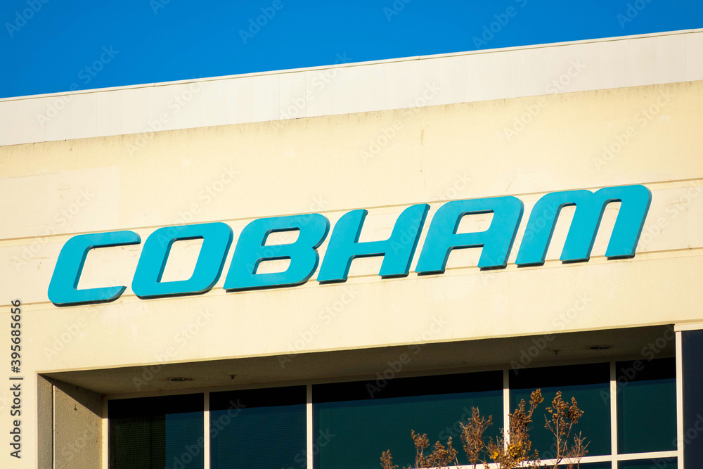 Cobham sign, logo. Cobham Limited is a British aerospace manufacturing ...