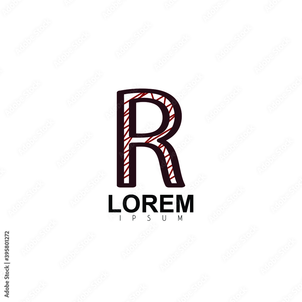 เวกเตอร์ Stock Logo Design for Letter R. Scribble Lines Red Colored ...