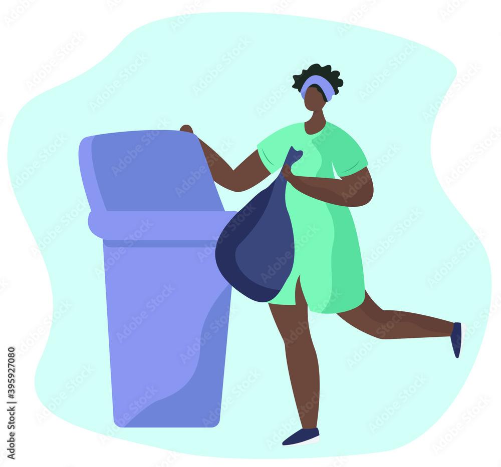 Character Throwing Trash Waste Into Containers and Recycling Plastic ...