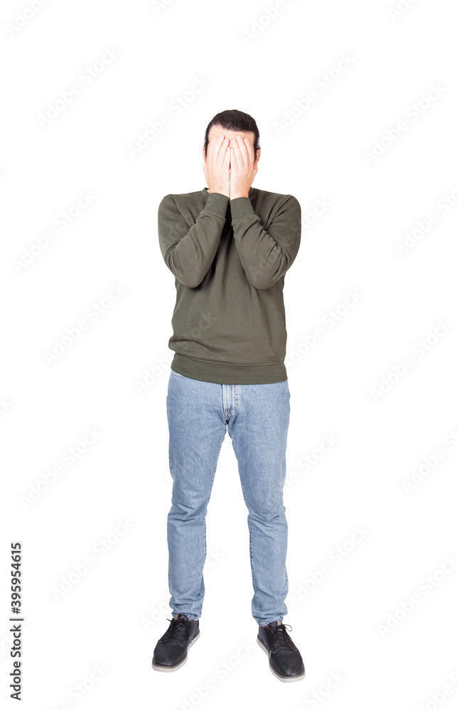 Photo Stock Full length portrait of disappointed young man, facepalm ...