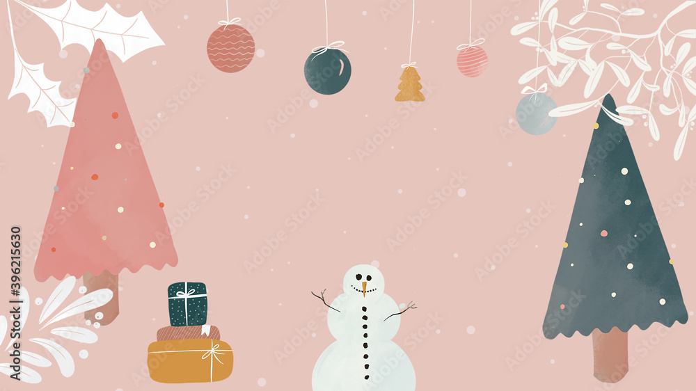 Blank pink Christmas Banner or Web Header Background. Empty place for ...