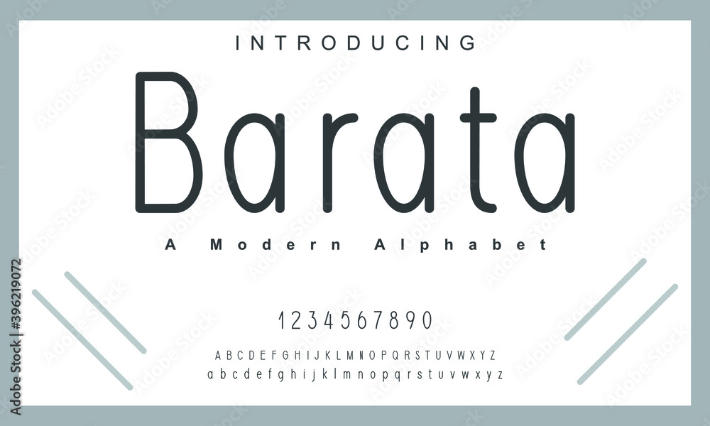 Barata font. Elegant alphabet letters font and number. Lettering ...