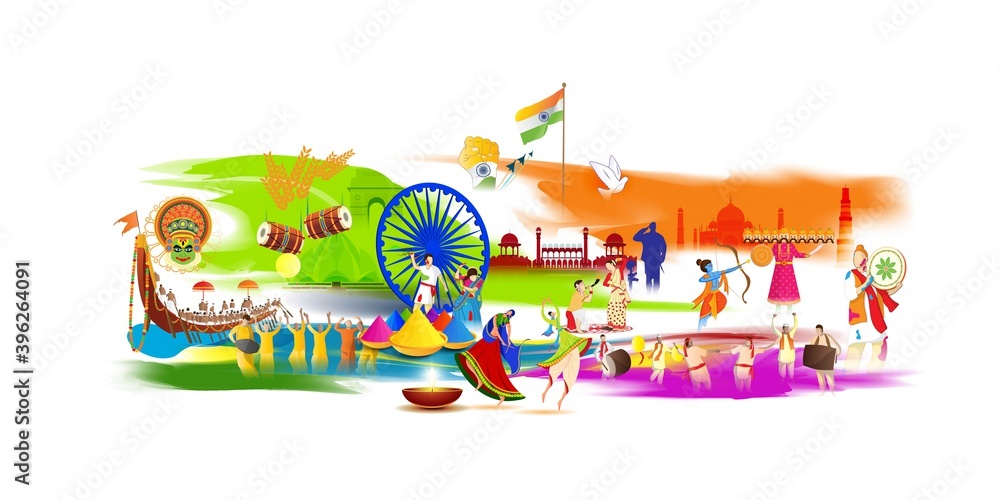 Vector illustration of Incredible India banner, Indian culture and ...