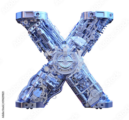 Initial letter X 3D sci-fi logo. Cyber technological abstract texture ...
