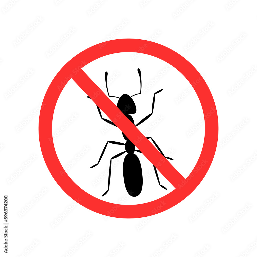 Ant in stop sign. Clipart image. icon. Clipart image isolated on white ...