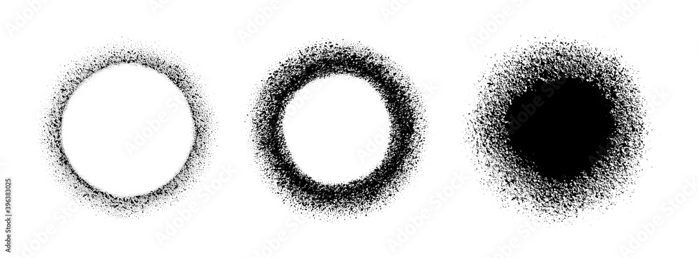 Set circle frame with spray effect. Collection circular border of ...