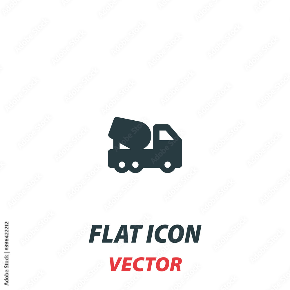 Vector de Stock Cement mixers truck icon in a flat style. Vector ...