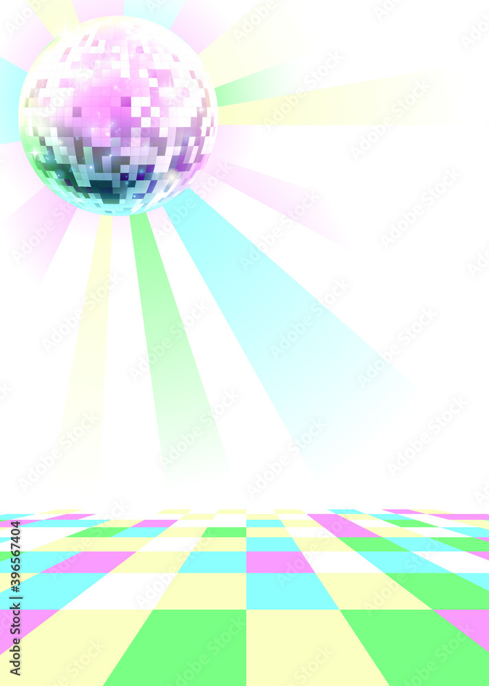 A retro disco mirror ball background like from a nightclub dance floor ...