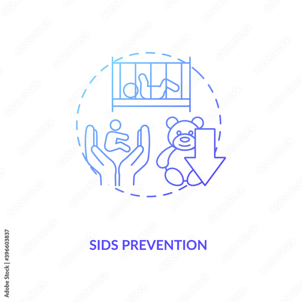 SIDS prevention concept icon. Breastfeeding pros. Sudden infant death ...